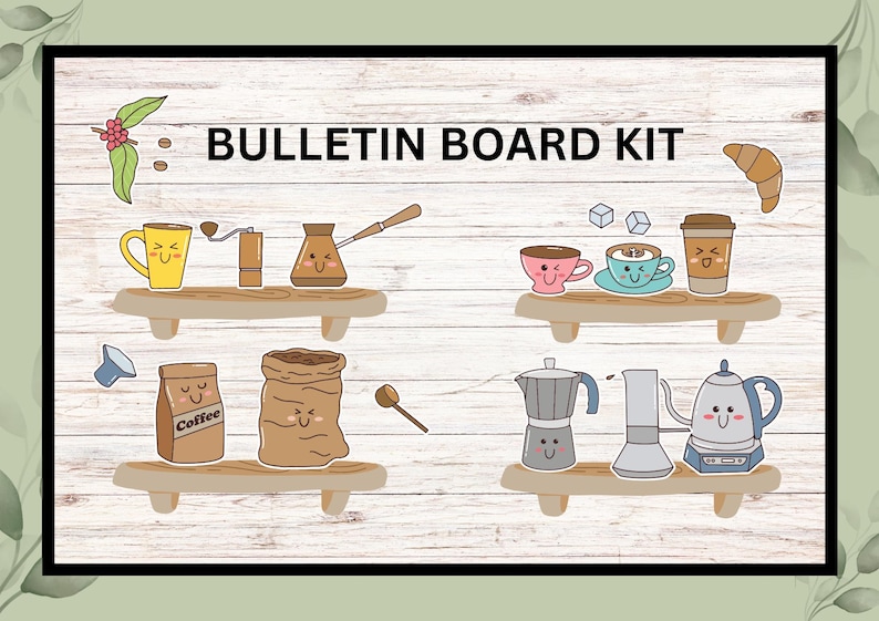 Coffee Shop Classroom Decor Cafe Theme Bulletin Board Set Cute ...