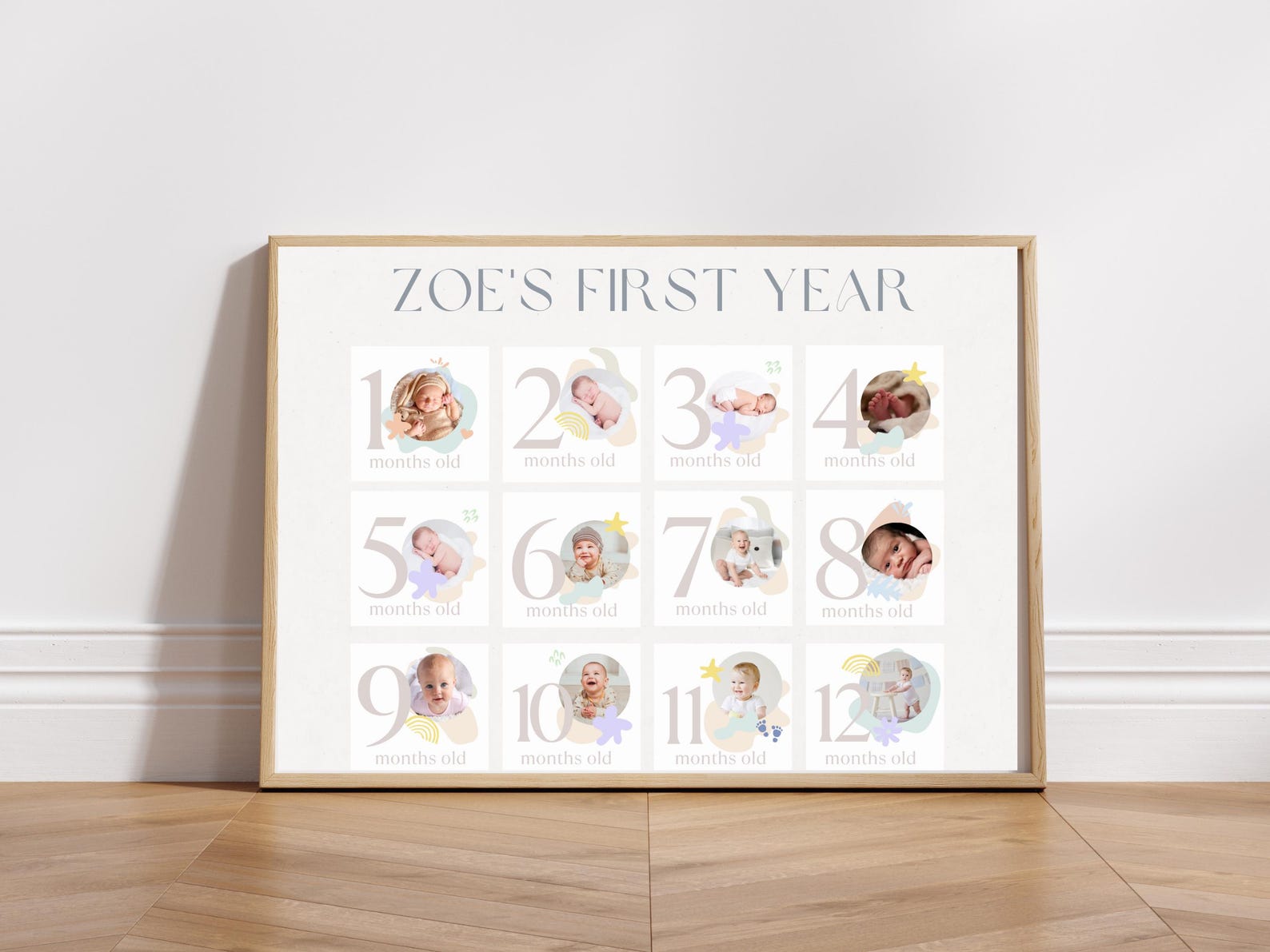 Boho Milestone Birthday Sign Minimalist Baby's My First Year Poster ...