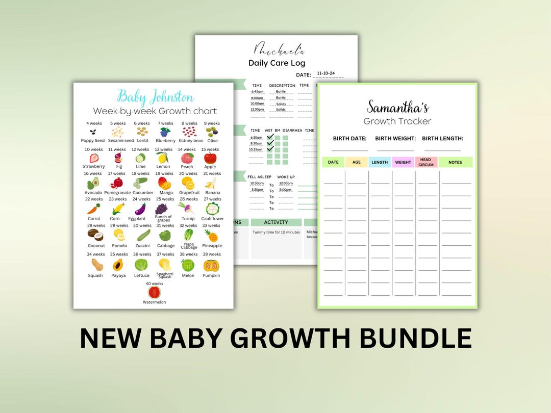 Newborn Baby Growth Tracker Bundle Infant Care Chart Templates Baby ...
