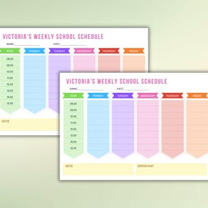 Kids Weekly Class Schedule Template Childrens Daily Routine List Sheet ...