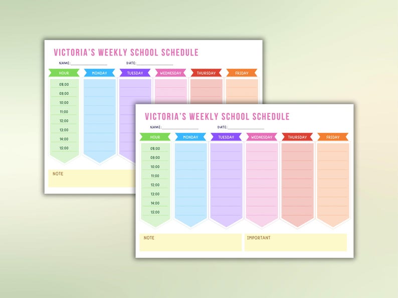 Kids Weekly Class Schedule Template Childrens Daily Routine List Sheet ...