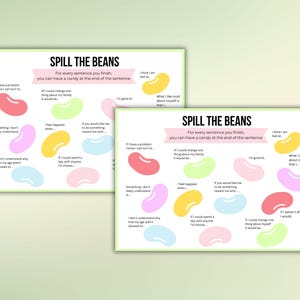 Spill the Beans Therapy Activity Chart Conversation Starters for Kids ...