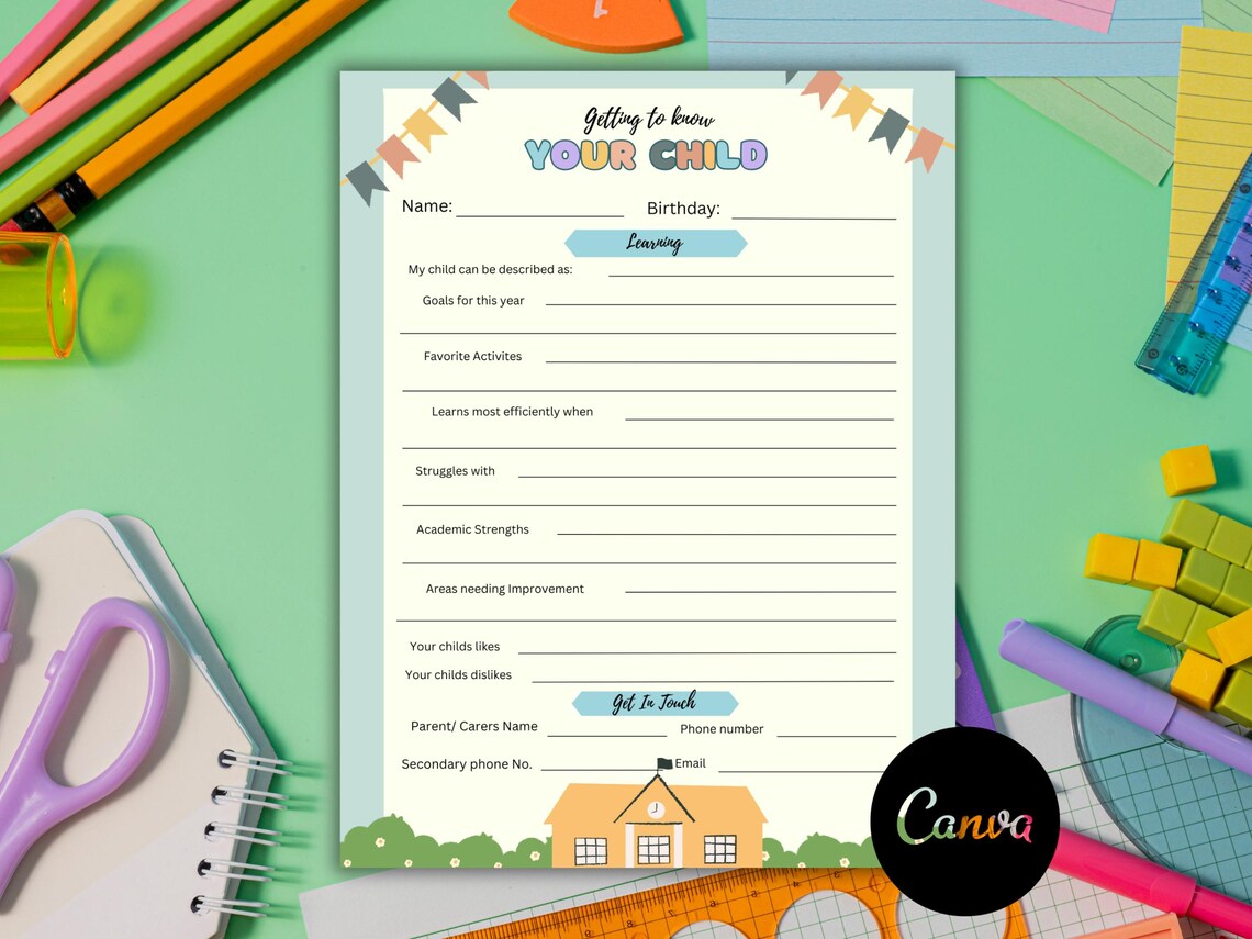 Getting to Know Your Child Sheet Back to School Parent Survey Beginning ...