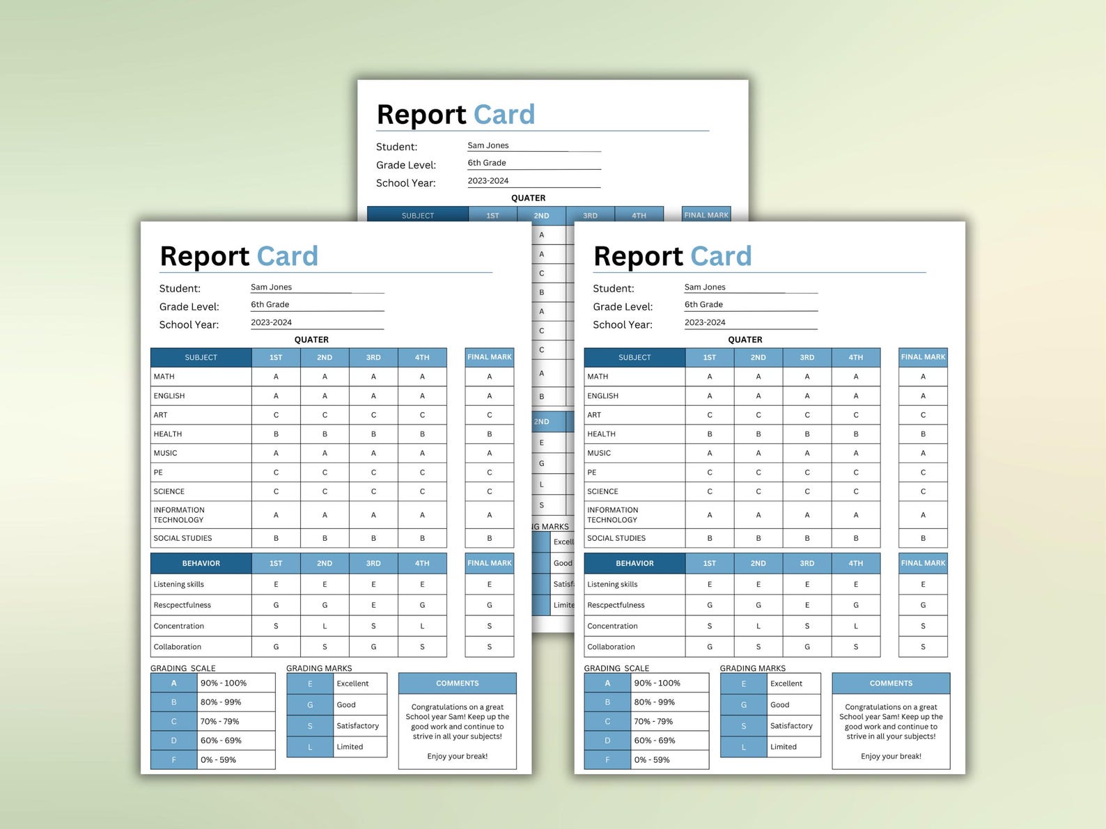 Home School Report Card Homeschool Student Mark Sheet A4 Learner ...