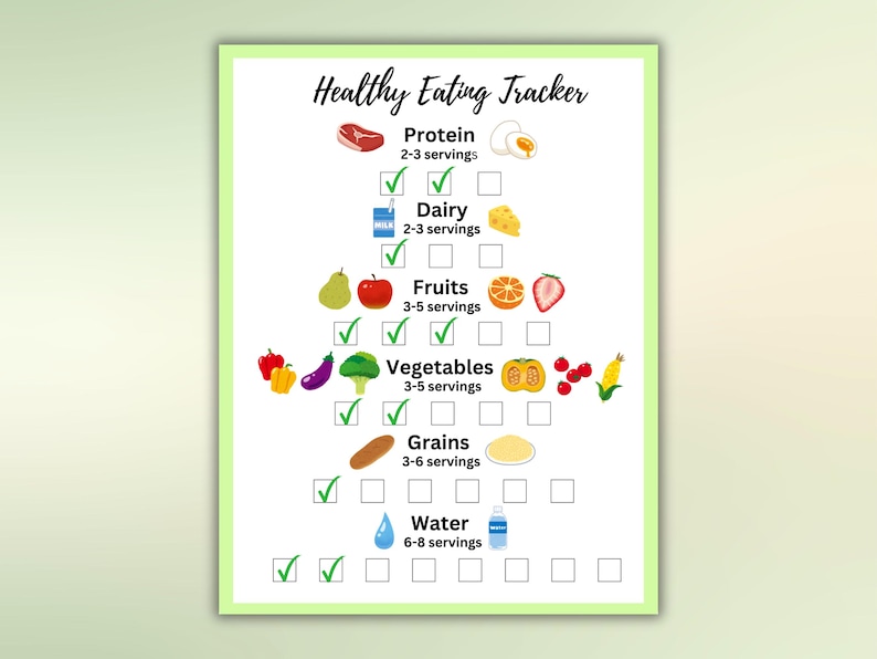 Healthy Food Pyramid Tracker Daily Meal Nutrition Chart Kids Food Group ...