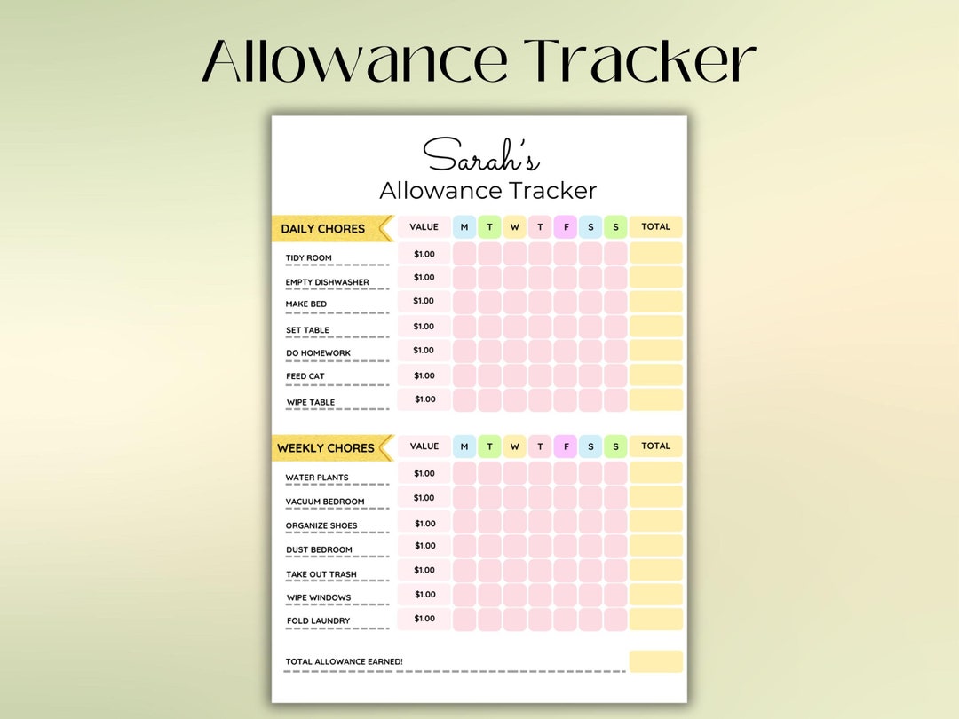 Allowance Chart for Kids Allowance Chore Chart Printable How to Earn ...