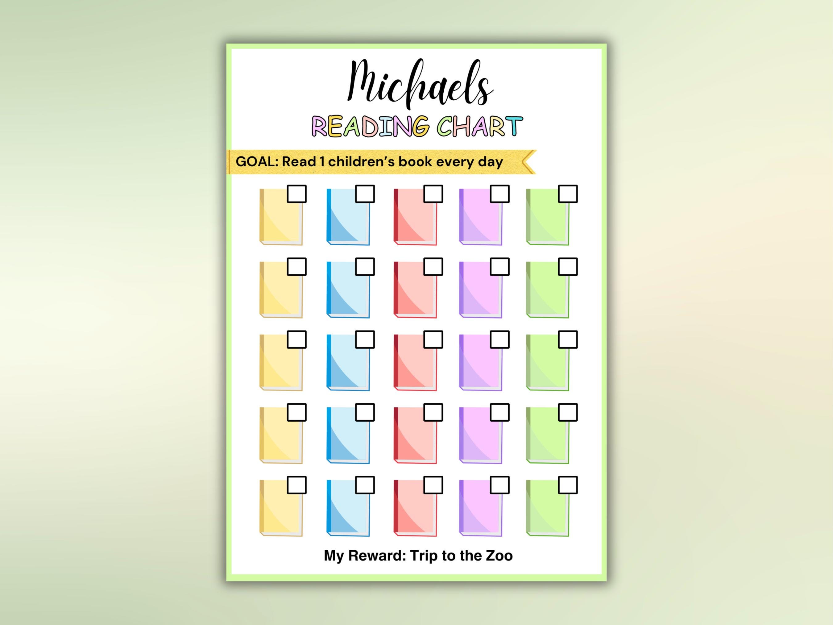 Easy Kids Reading Chart Motivating Reading Challenge Tracker Childrens ...