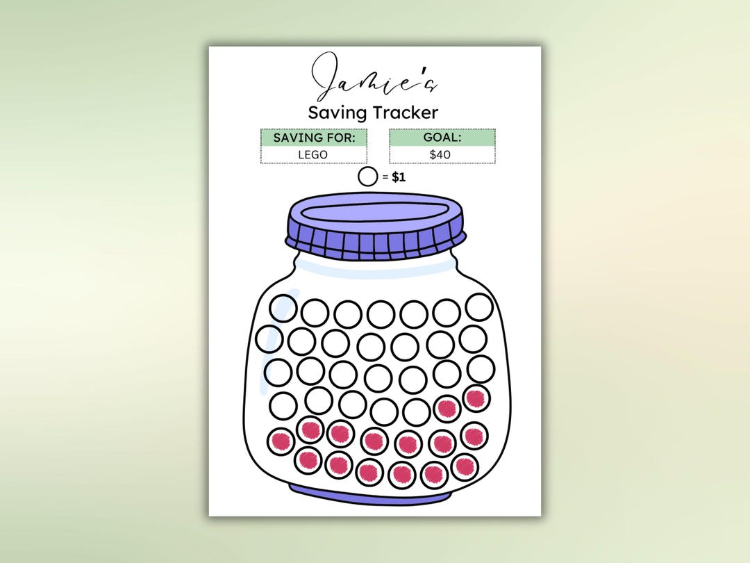 Childrens Savings Jar Tacker Kids Savings Challenge Chart Digital Piggy ...