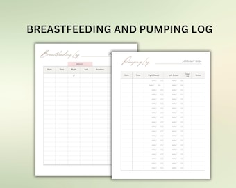 Breastfeeding Log, Pumping Log, Breast Pump Log, Breastmilk Inventory ...