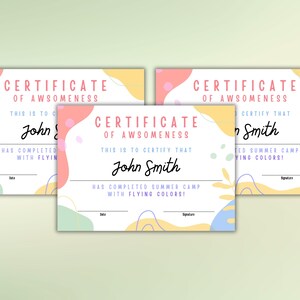 Kid Blank Certificate Template Colorful Boho Achievement Certificate ...