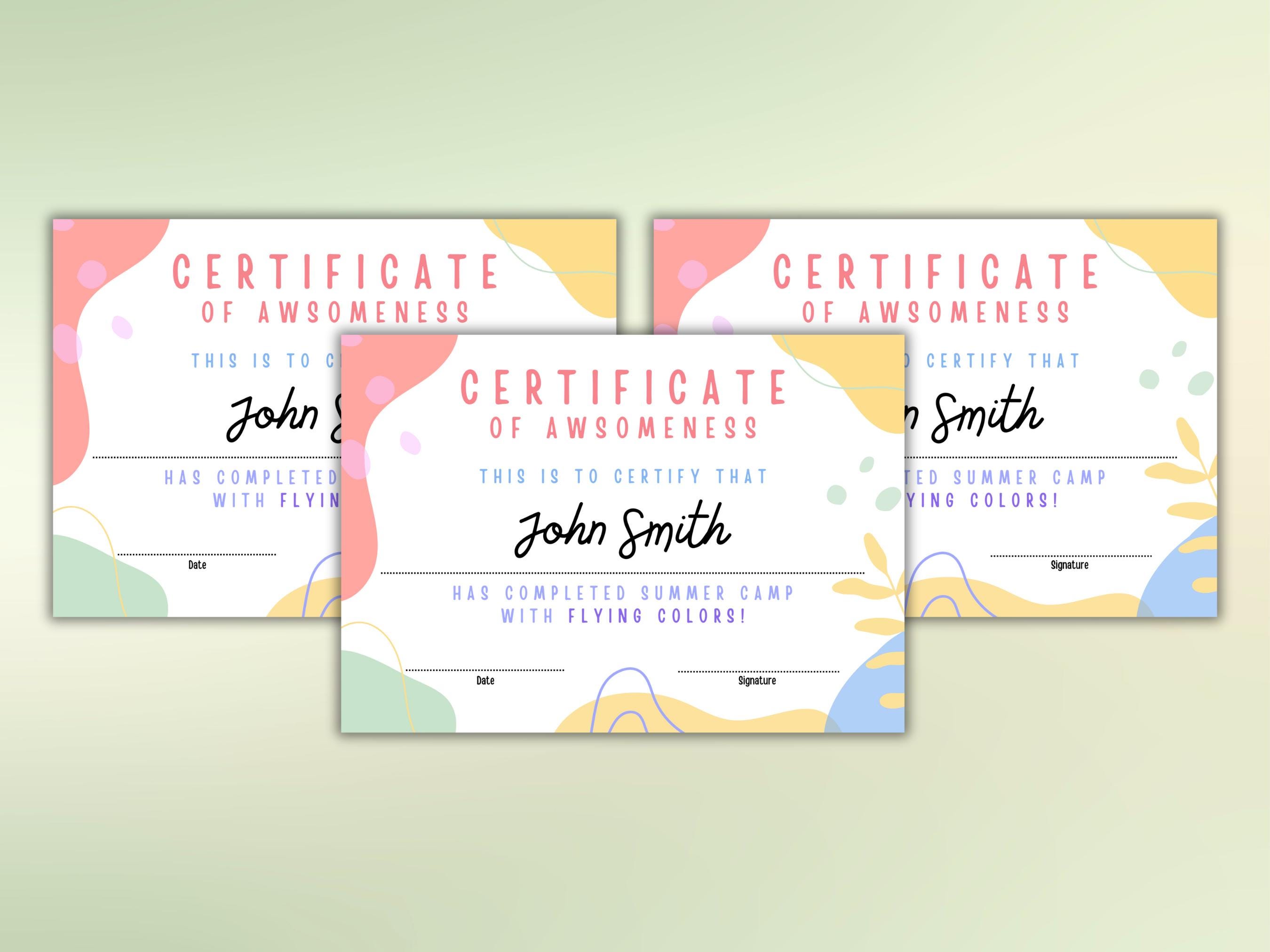 Kid Blank Certificate Template Colorful Boho Achievement Certificate ...