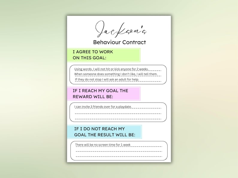Kids Behavior Contract Template Kids Classroom Behavior Goals Poster ...