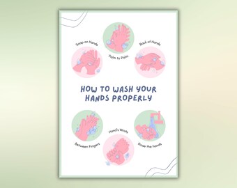 Steps to Washing Your Hands Poster for Kids - Promote Good Hygiene - Etsy