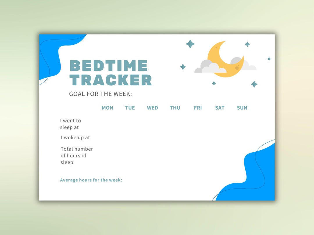 Kids Bedtime Routine Chart Childrens Bedtime Goal Tracker Kids Sleep ...