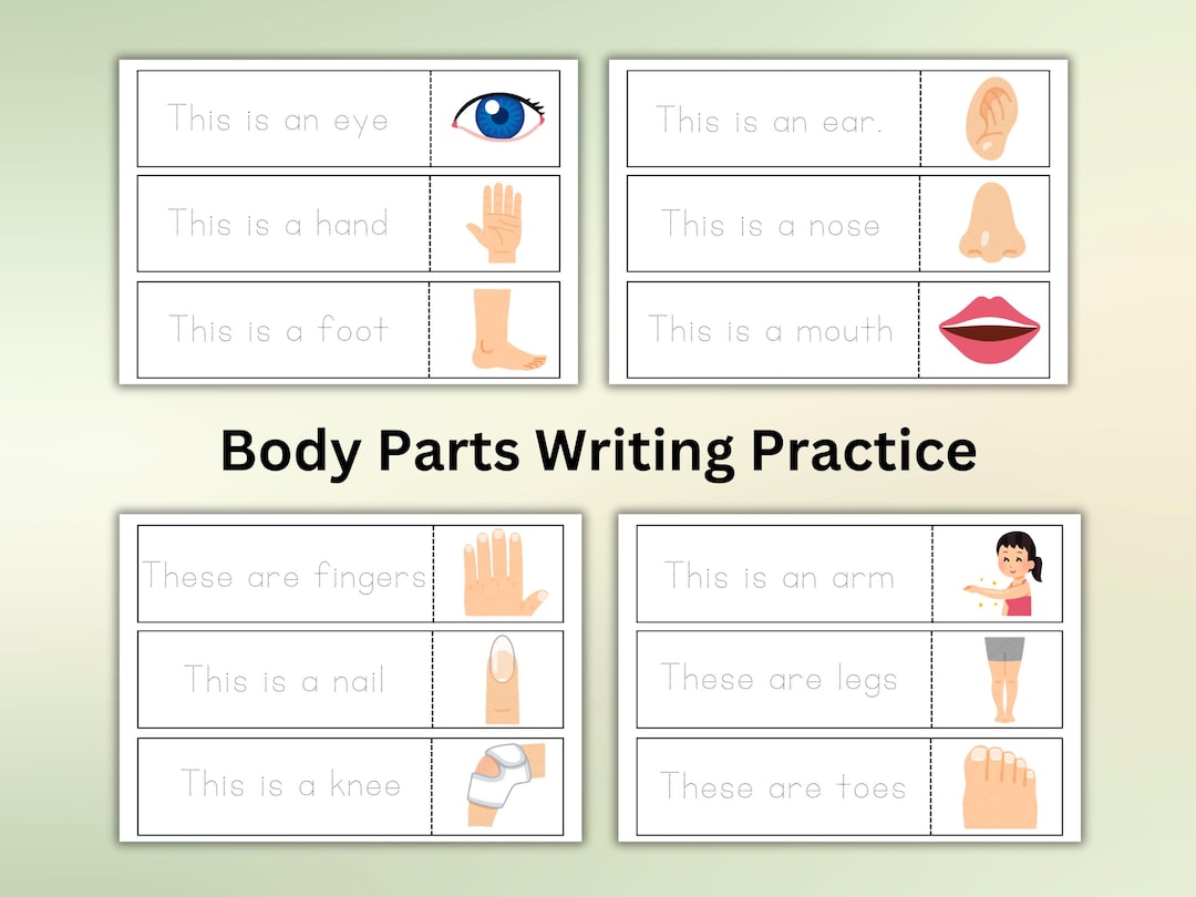 Body Parts Visual Writing Practice Handwriting Busy Book Activity Easy ...
