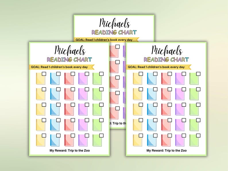 Easy Kids Reading Chart Motivating Reading Challenge Tracker Childrens ...