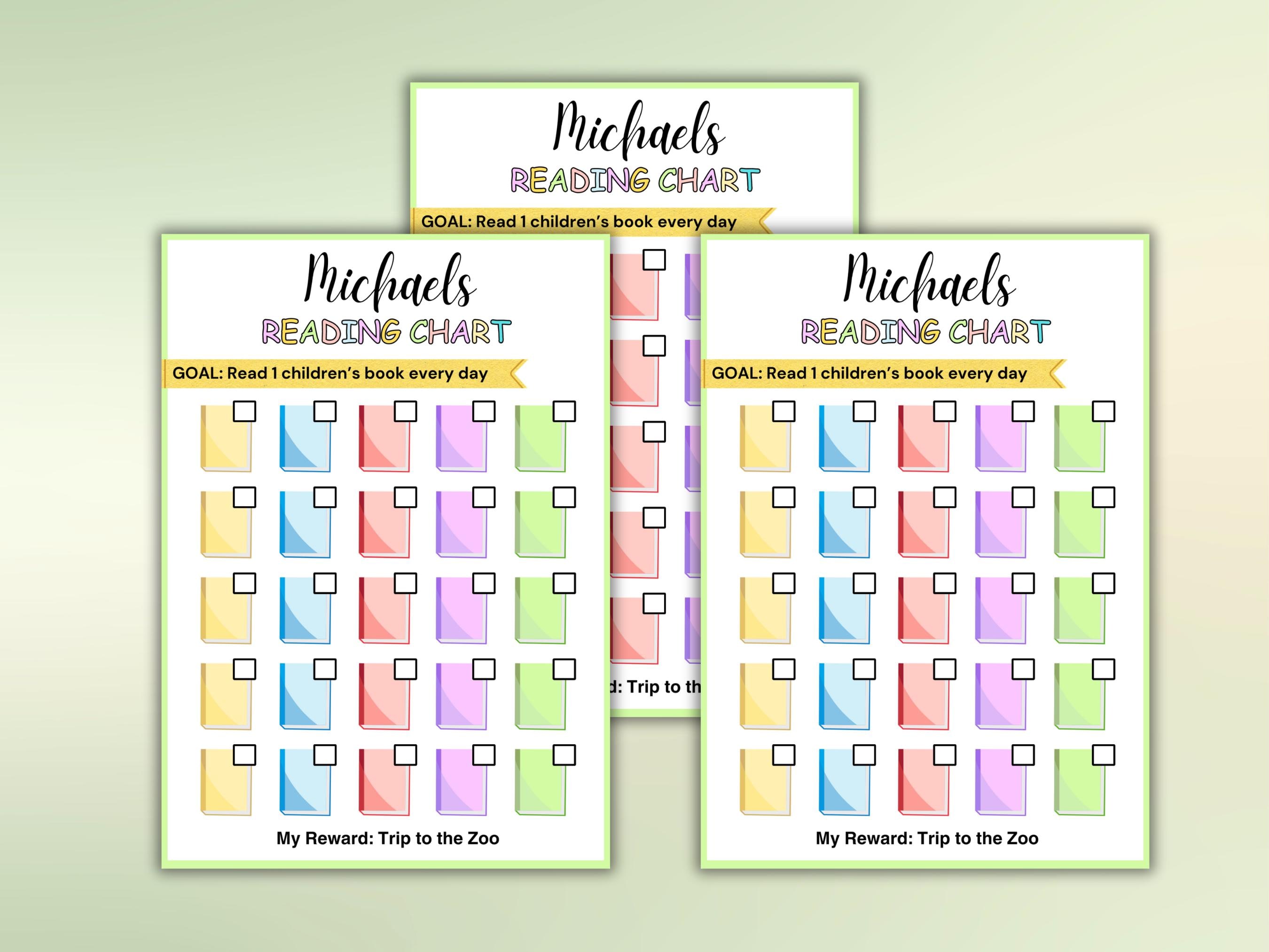 Easy Kids Reading Chart Motivating Reading Challenge Tracker Childrens ...