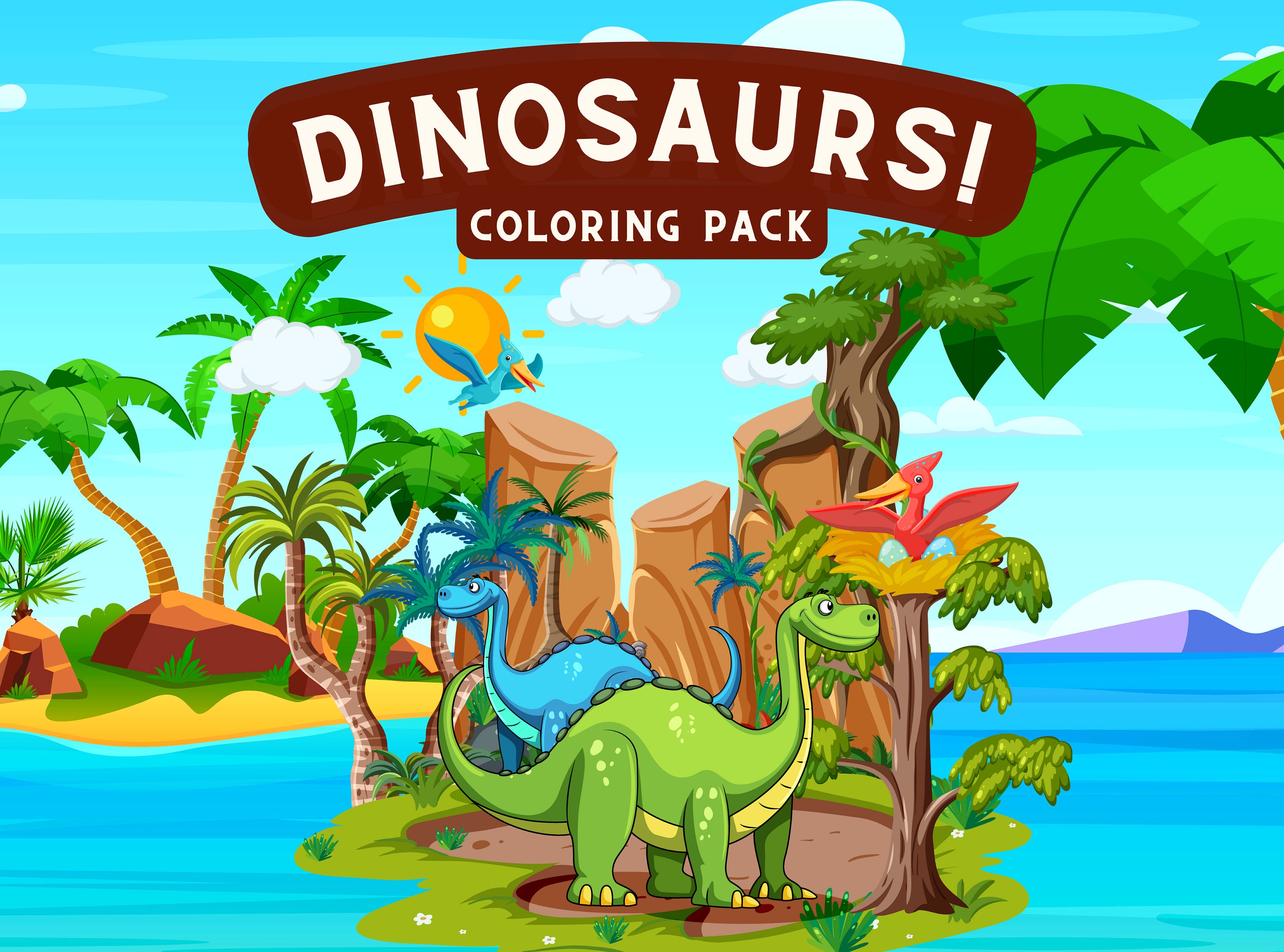 Dinosaurs! Coloring Page Pack for Kids Age 2-8 | 33 Printable Pages of ...