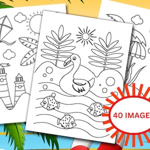 SUMMER FUN Coloring Page Pack for Kids Age 2-8 | 40 Printable Pages of ...