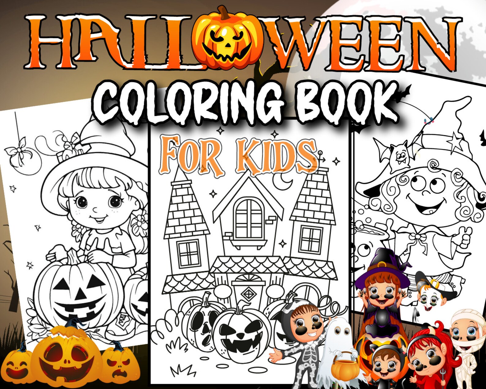 Halloween Coloring Page Pack for Kids Age 2-8 | 40 Printable Pages of ...