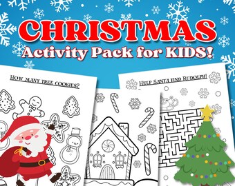 Christmas Mazes Printable Activity Pack Holiday Festive Xmas Dinner ...
