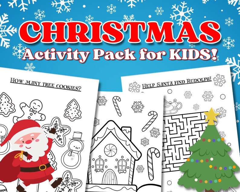Christmas Activity Bundle PRINTABLE Pack Holiday Festive Xmas Dinner ...