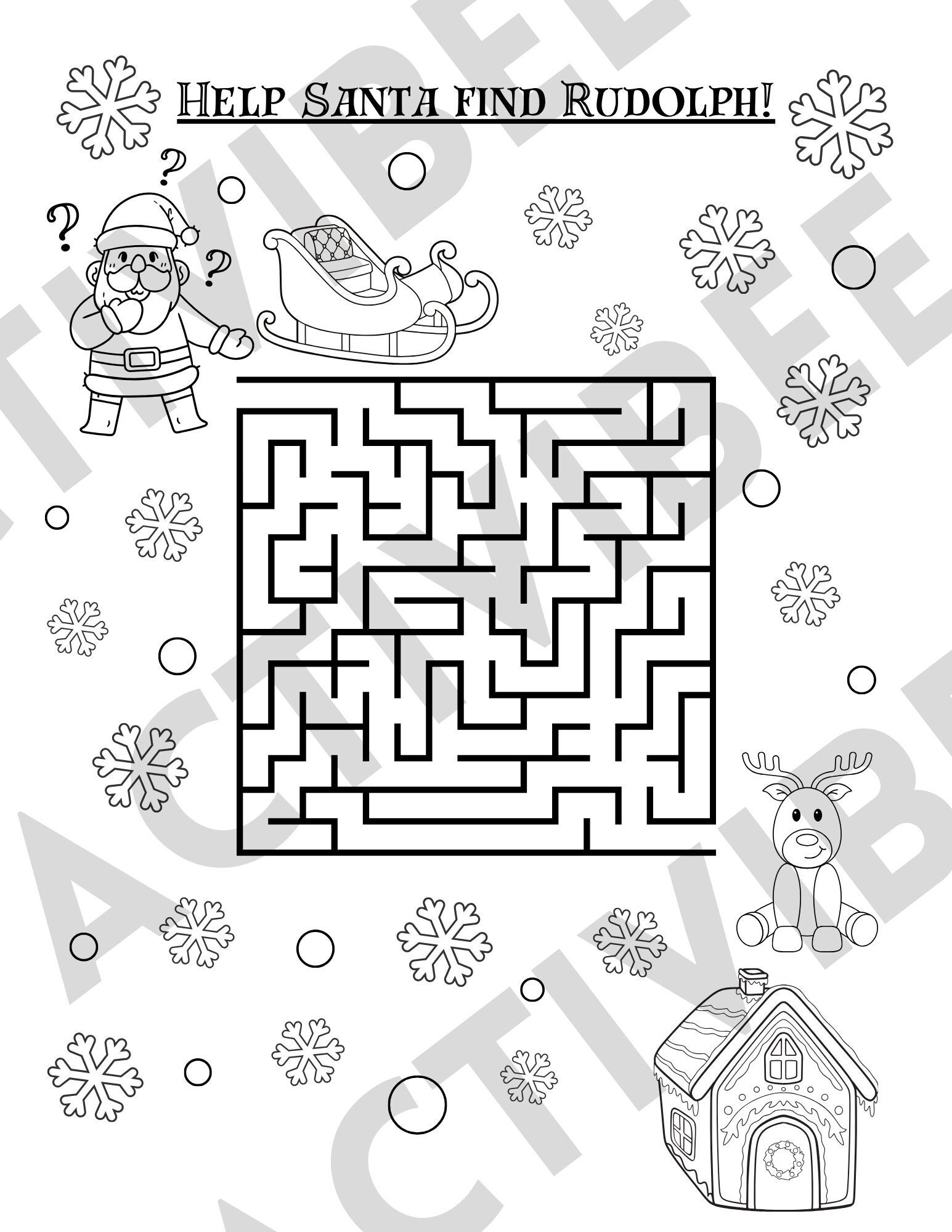 Christmas Mazes Printable Activity Pack Holiday Festive Xmas Dinner ...