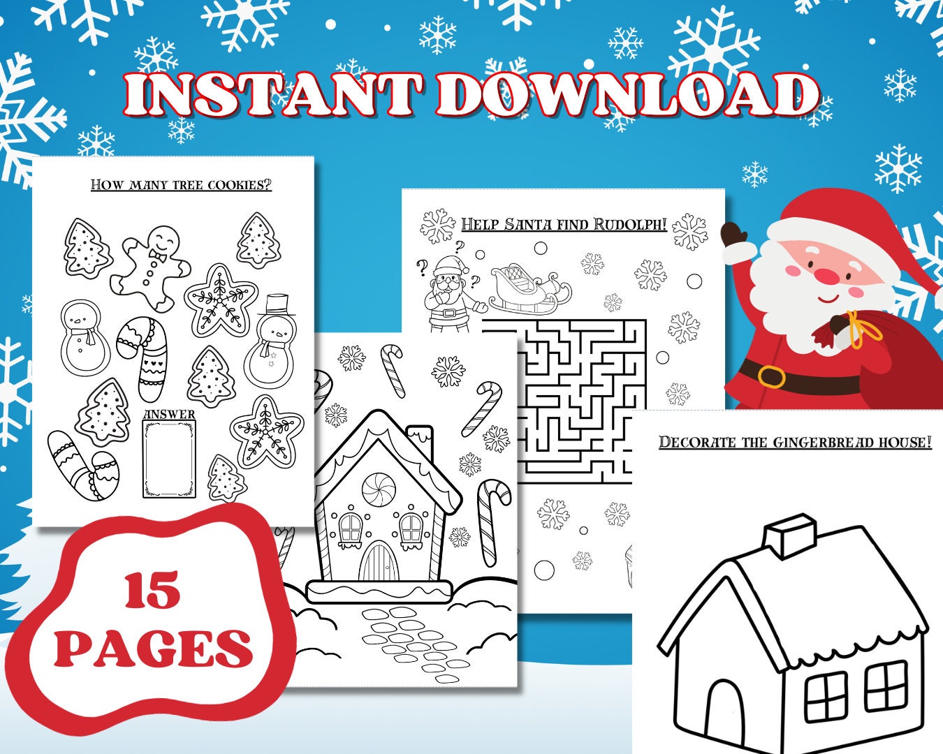 Christmas Activity Bundle PRINTABLE Pack Holiday Festive Xmas Dinner ...