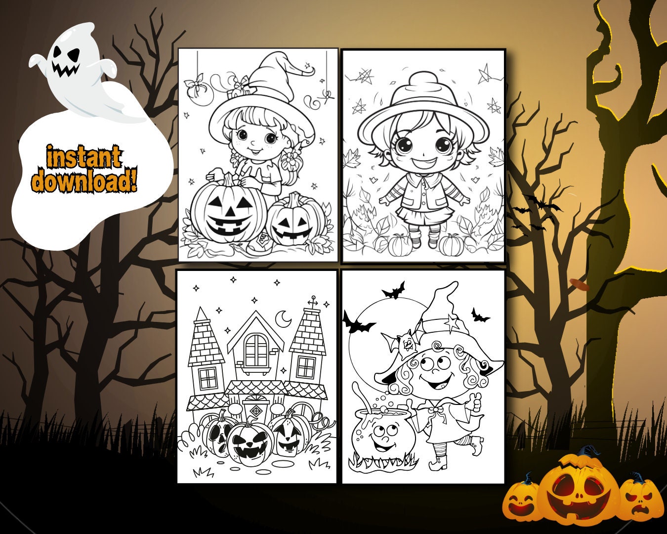 Halloween Coloring Page Pack for Kids Age 2-8 | 40 Printable Pages of ...