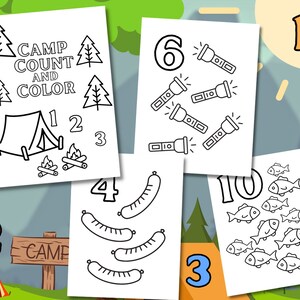 Camping Count and Coloring Pack for Kids | Printable Camping Activities ...