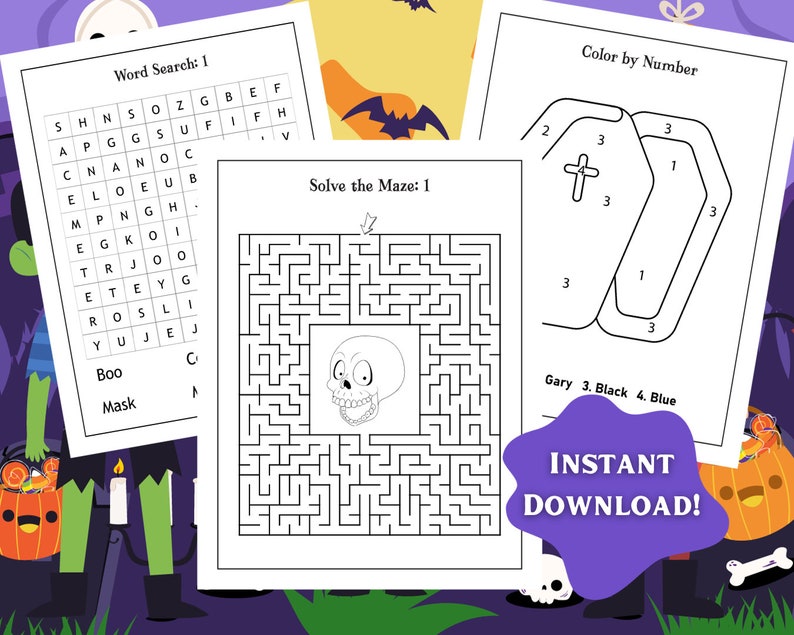 Halloween Activity Pack for Kids Age 3-5 | 20 Printable Pages of Spooky ...