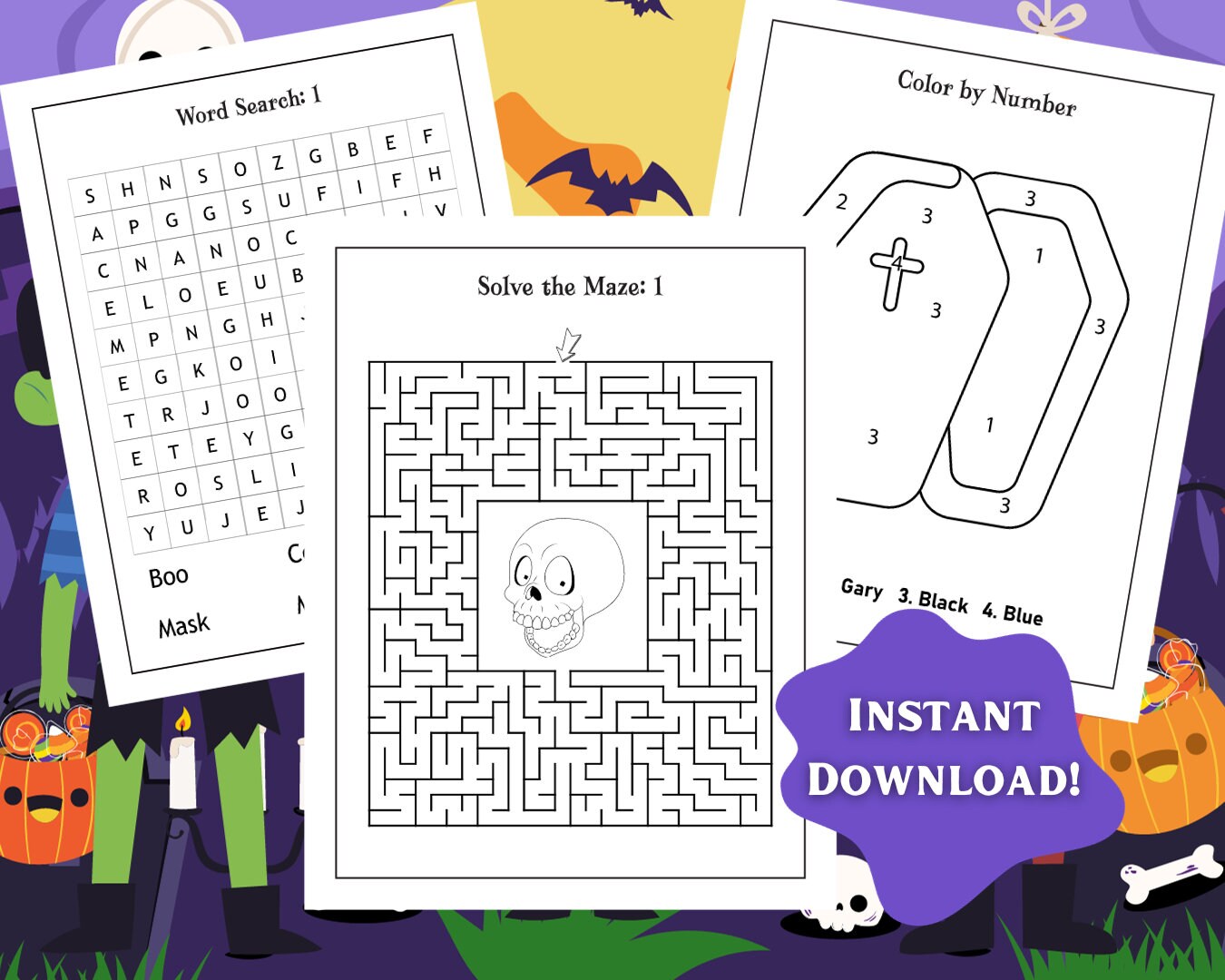 Halloween Activity Pack for Kids Age 3-5 | 20 Printable Pages of Spooky ...