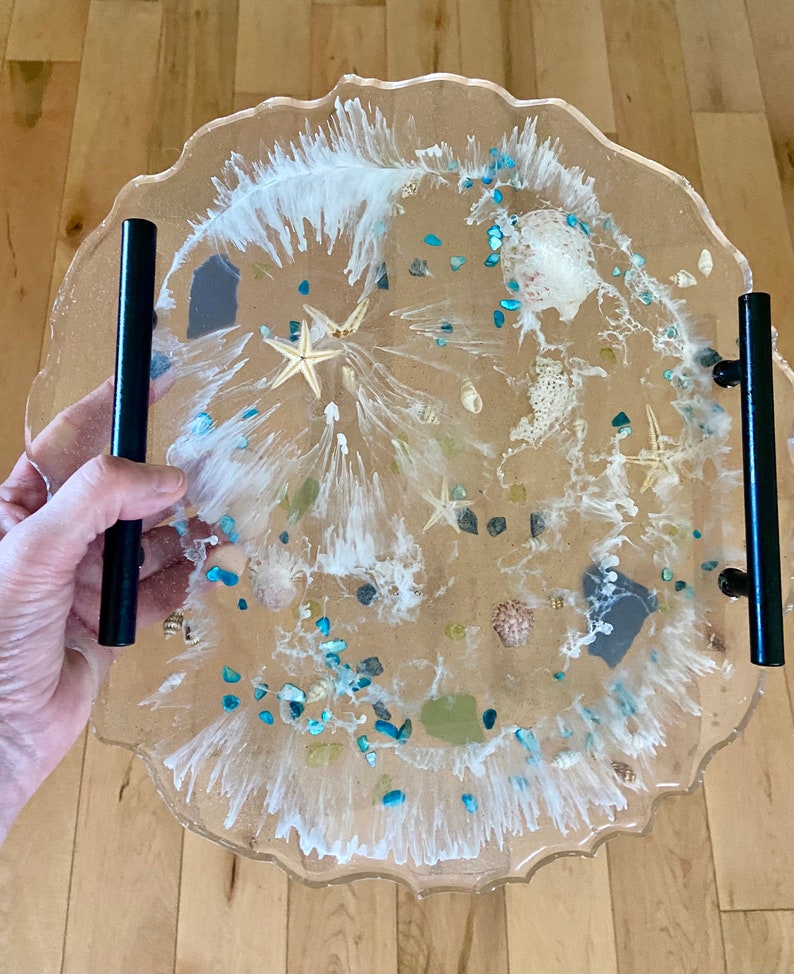 Tidal Pool Serving Tray; 13” Round, Sand/shells/starfish, Food Safe - Etsy