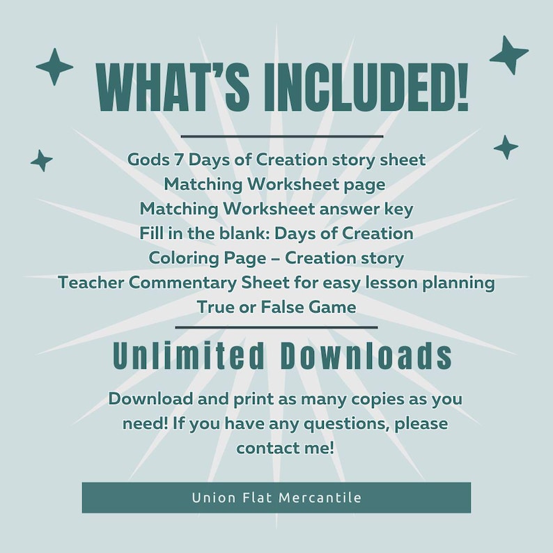 The Creation Story Lesson Bundle, Sunday School Christian Printable ...