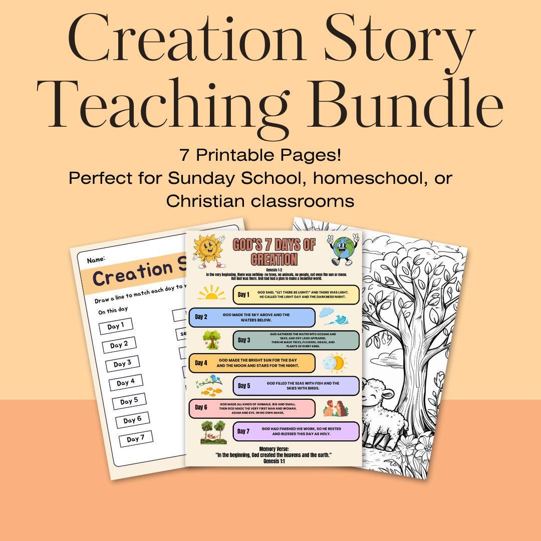 The Creation Story Lesson Bundle, Sunday School Christian Printable ...
