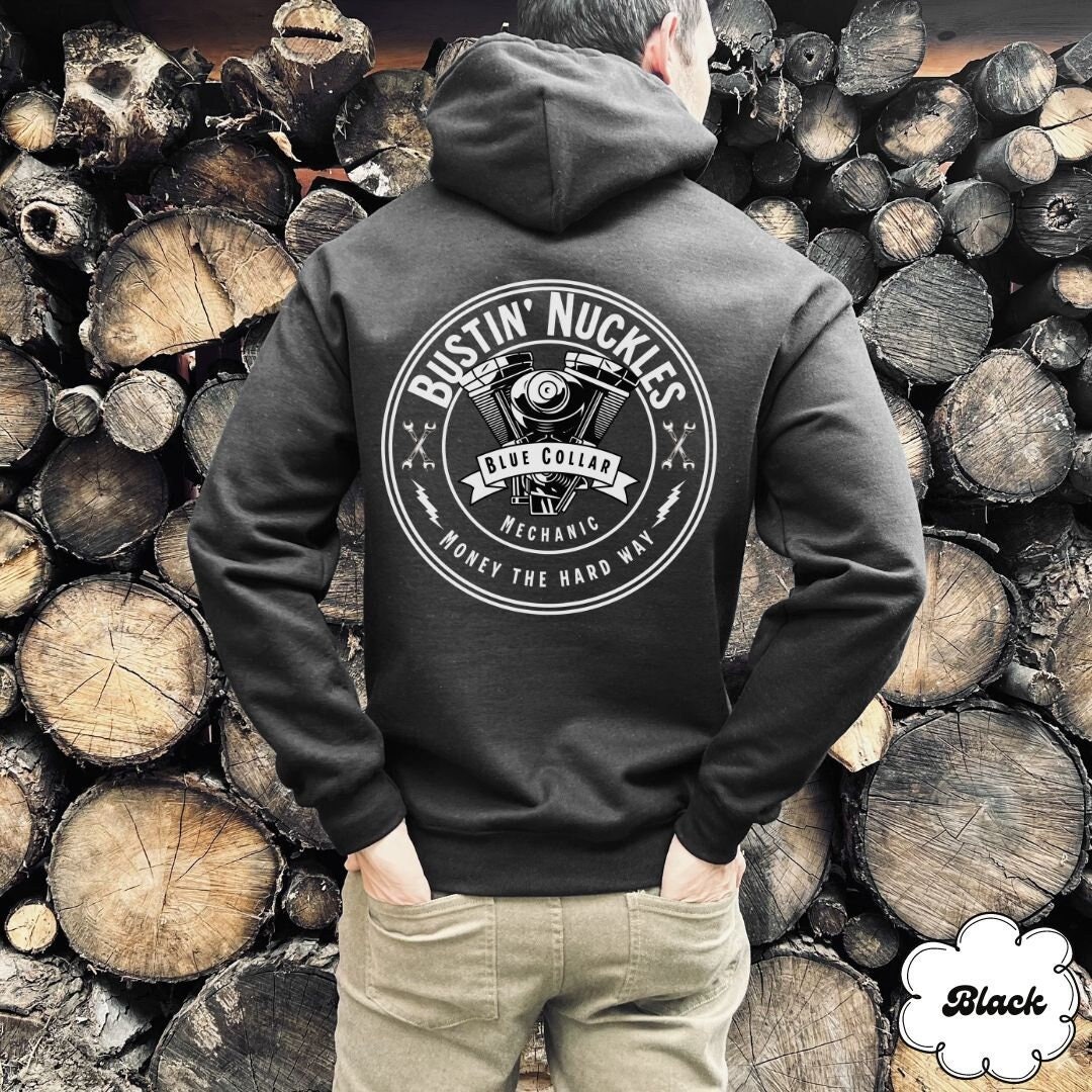 Blue Collar Mechanic Hoodie, Mechanic Gift, Blue Collar Gifts, Bustin ...