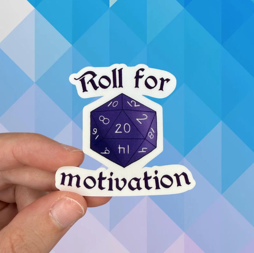 Roll for Motivation Sticker DND Dungeons and Dragons Dice 20 Sided Die ...