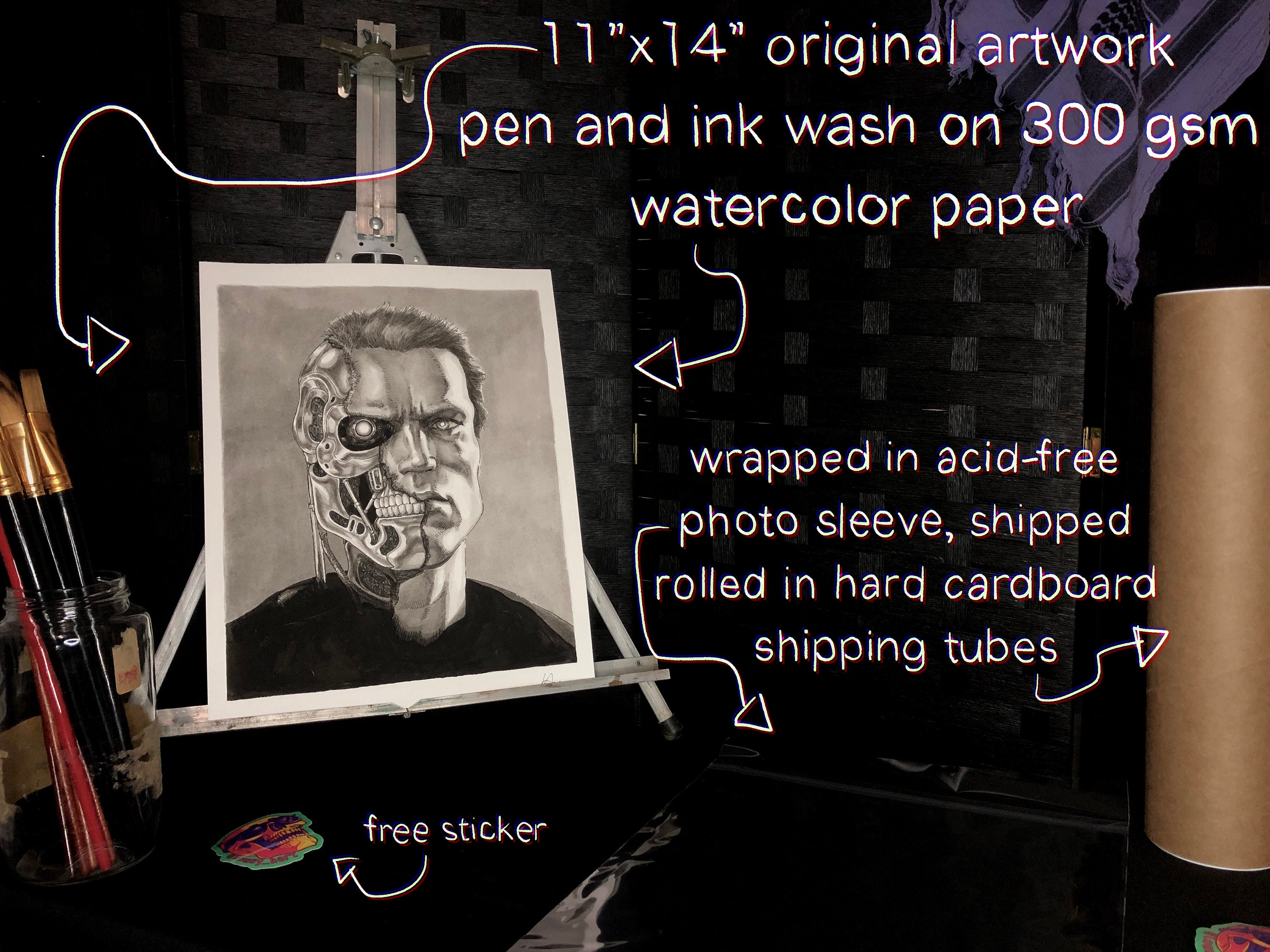 Model 101 - Original Pen and Ink Wash Illustration - 11"x14" on 300 Gsm ...