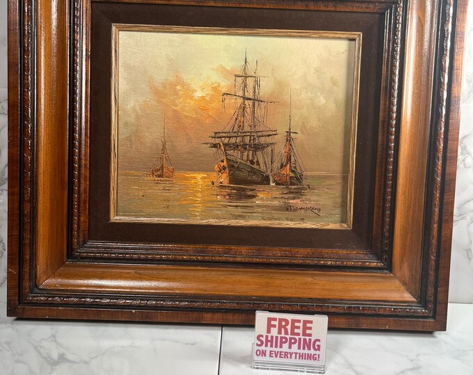 Oil Painting - Ships - W. Vennekamp - Vintage - Etsy