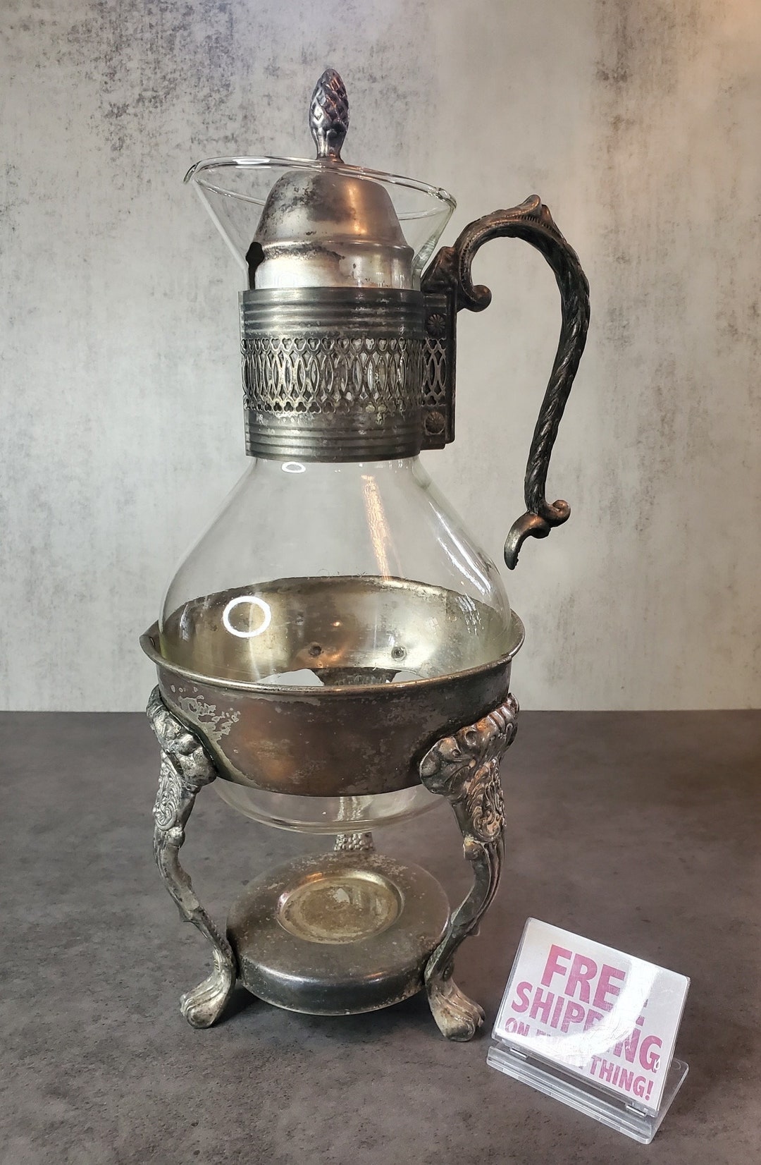 Silver Plated Glass Carafe- Vintage - Etsy