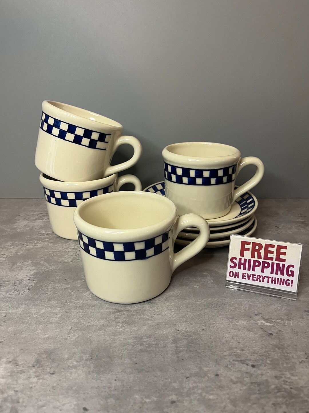 Vintage Hartstone Pottery Mugs and Saucers - Set of 4 - Etsy