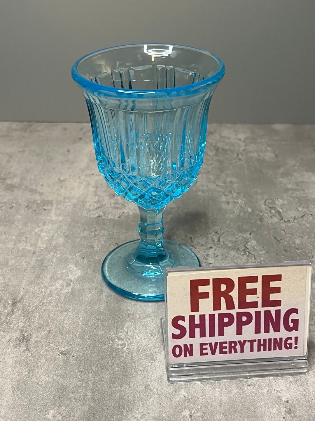 Vintage Small Glass Goblet - Aqua Blue/turquoise - Etsy