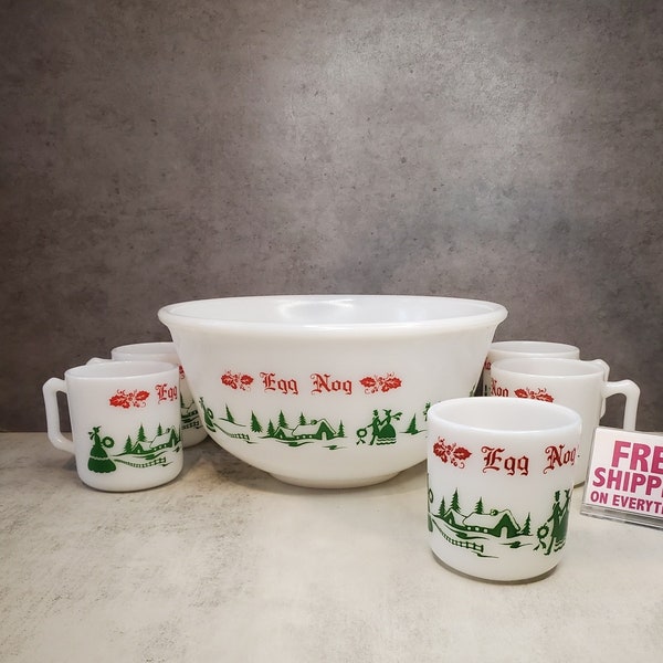 Hazel Atlas Christmas Punch Bowl - Etsy