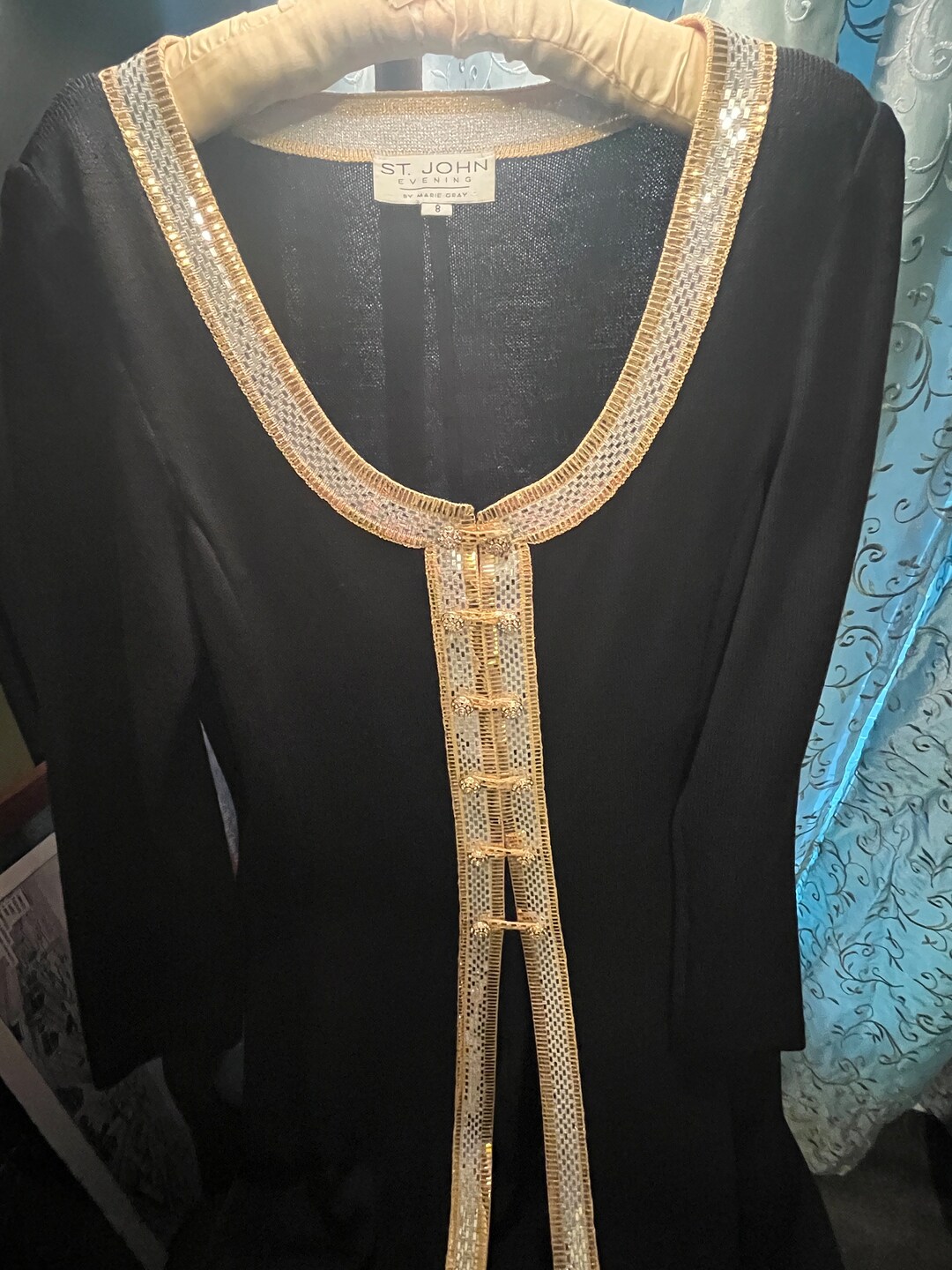 Vintage Women's St. John Evening Dress Duster Long Jacket - Black With ...