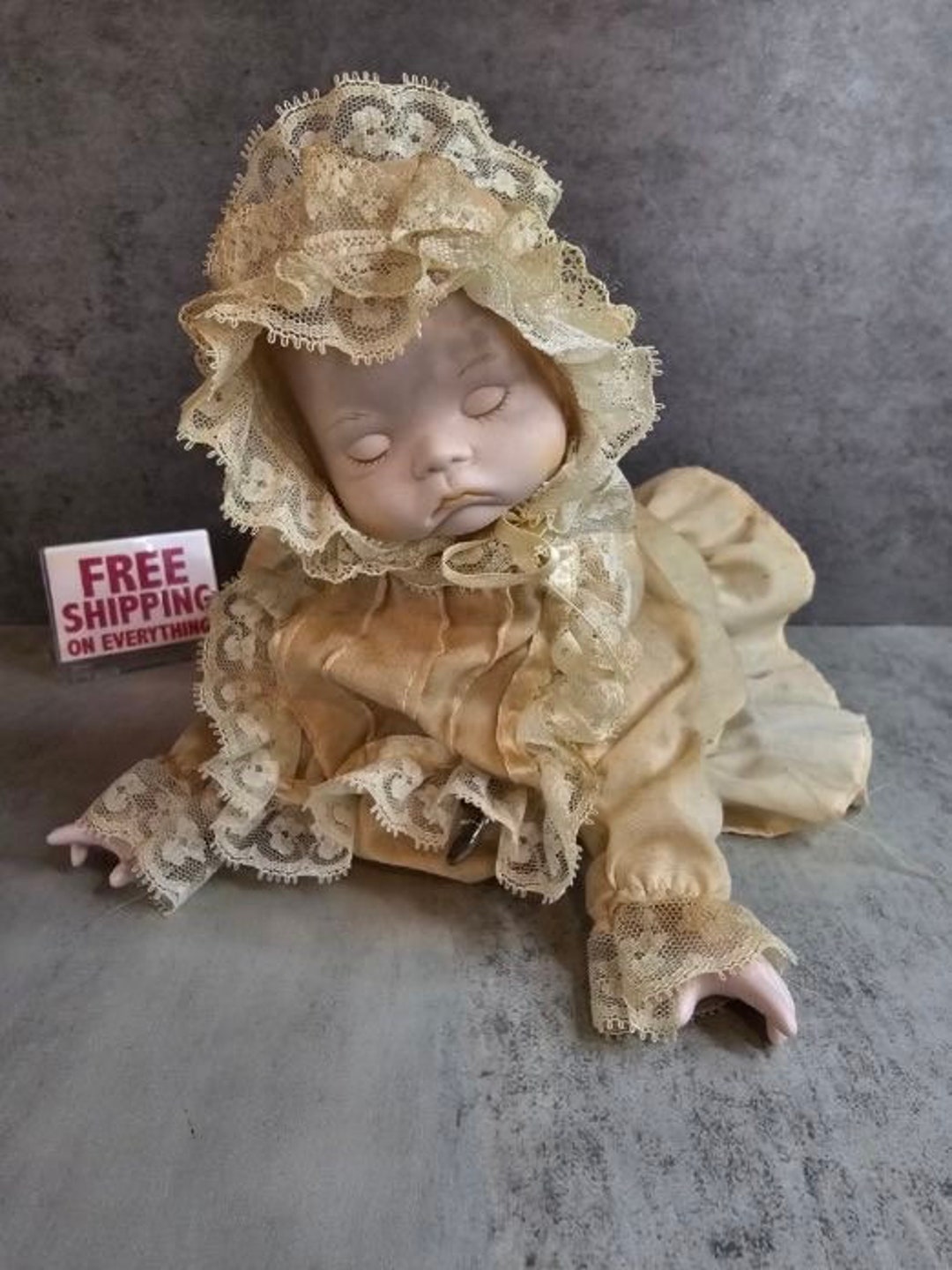 RARE Vintage Motion Musical Baby Doll - Porcelain Crawling Baby Music ...