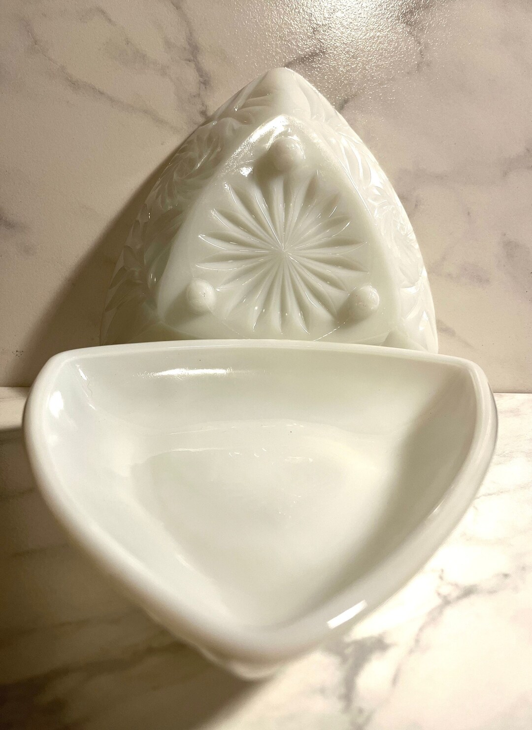 Vintage Milk Glass Triangle Tray: Star Swirl Design - Etsy