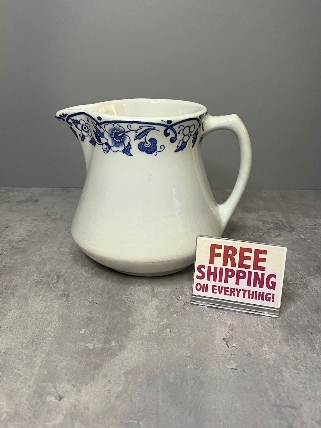 Shenango Restaurant Ware Creamer / Small Pitcher - Blue and White ...