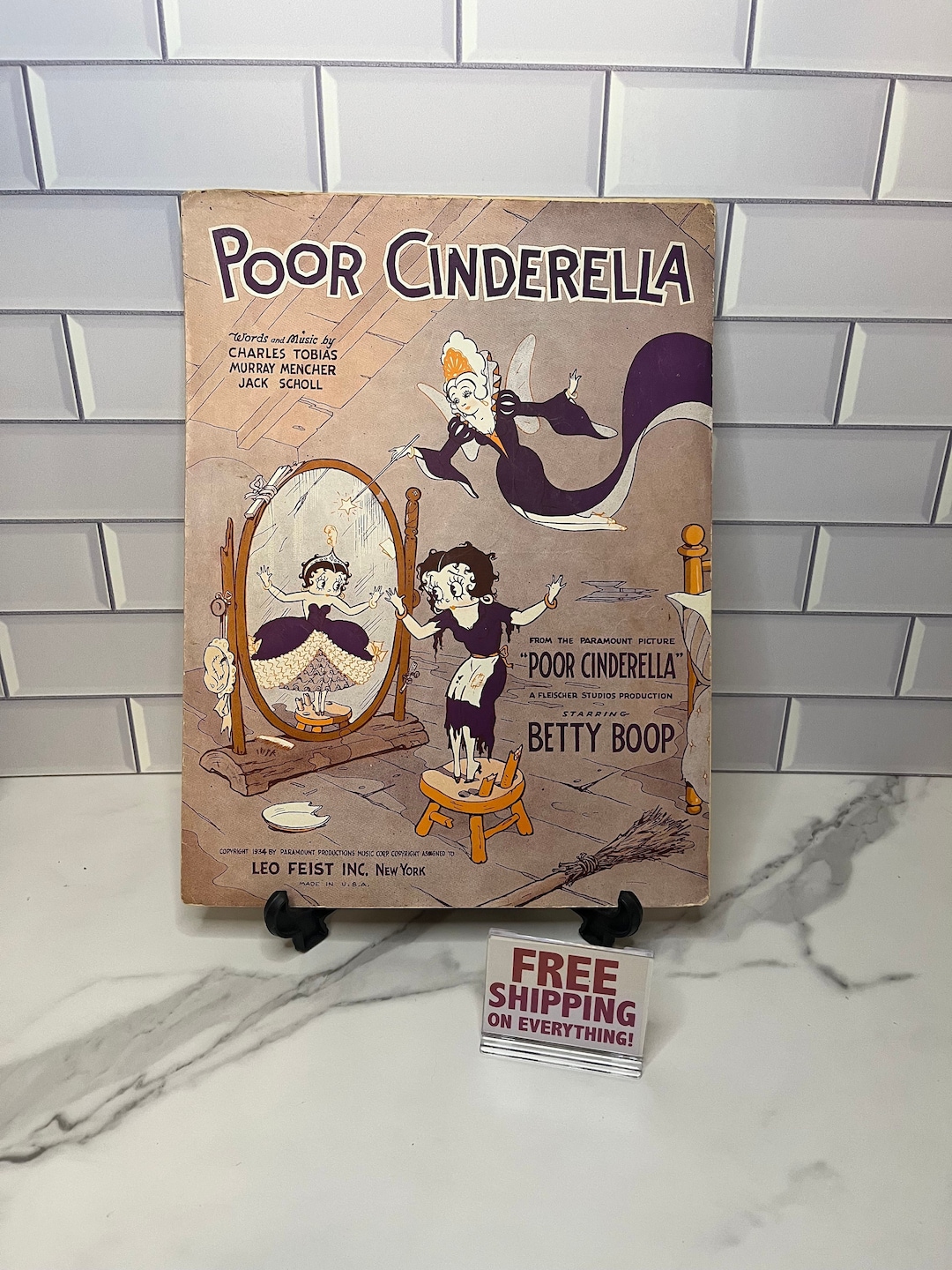 Poor Cinderella - Betty Boop Motion Picture - Sheet Music - 1934 - Etsy