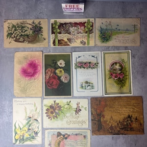 Antique Happy Birthday Postcards - Set of 11 - Etsy