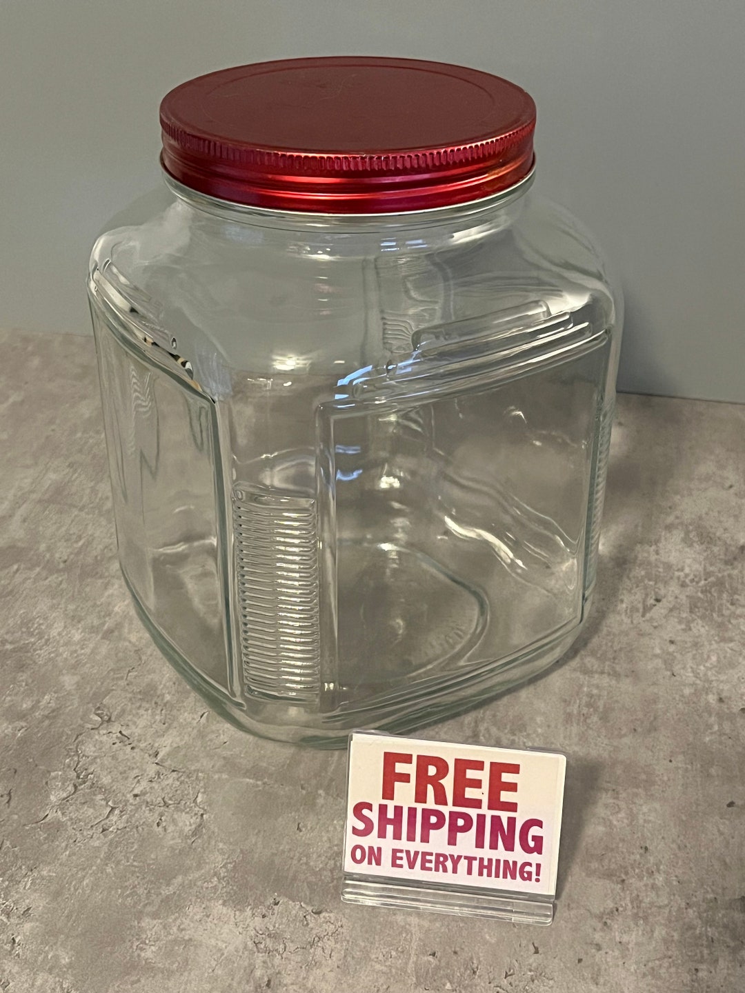 Large Glass Potato Salad Jar With Lid Vintage Square Jar - Etsy